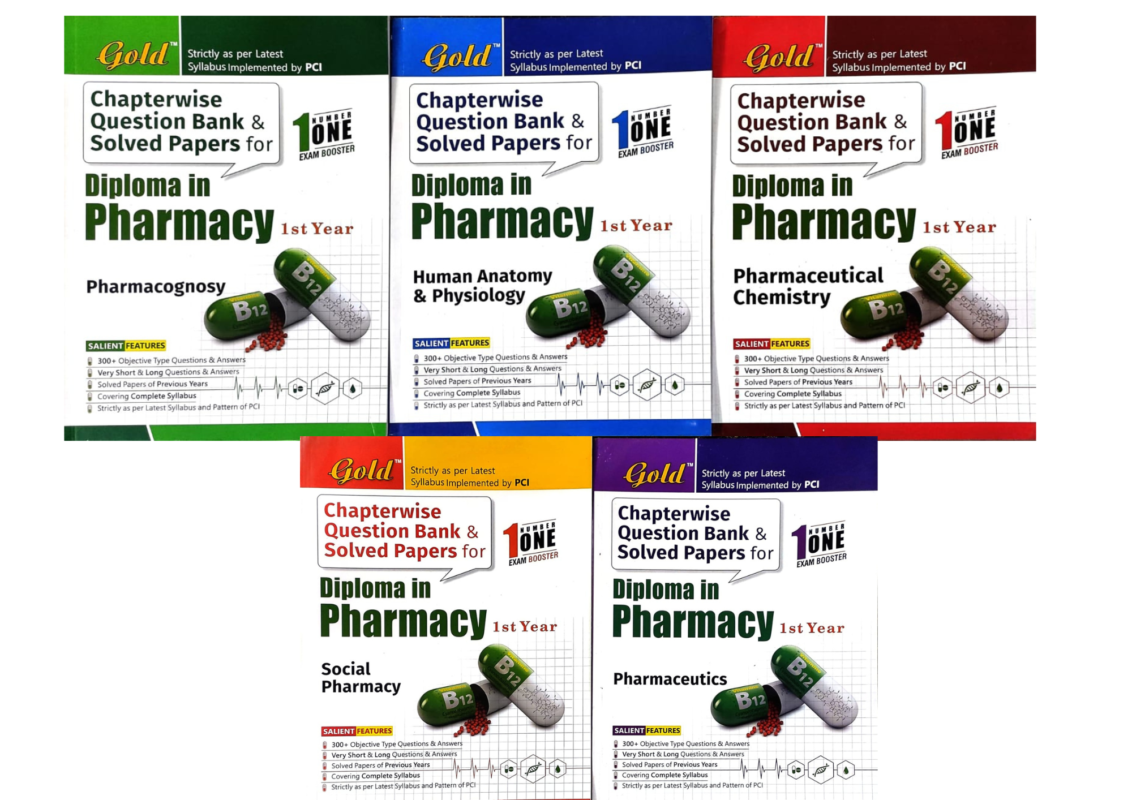 Gold D Pharma 1st Year Solved Papers Set Of 5 Books In ENGLISH Latest ...